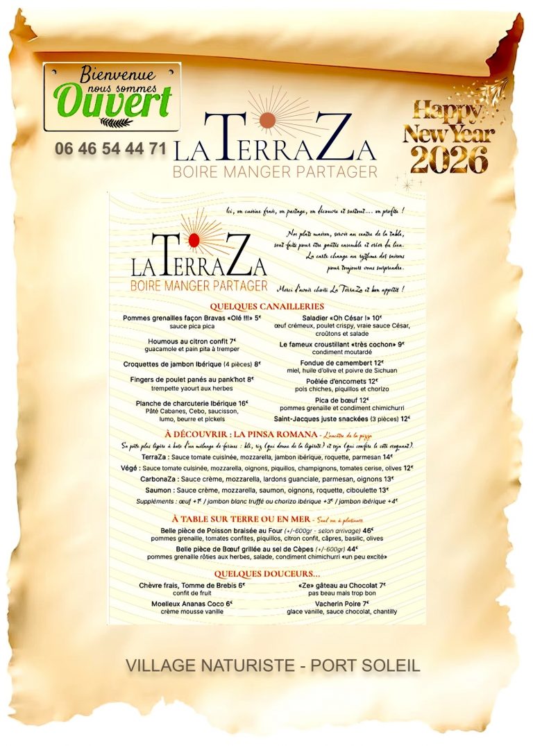 Restaurant La Terraza - Village Naturiste Cap d'Agde - Les Bons Plans